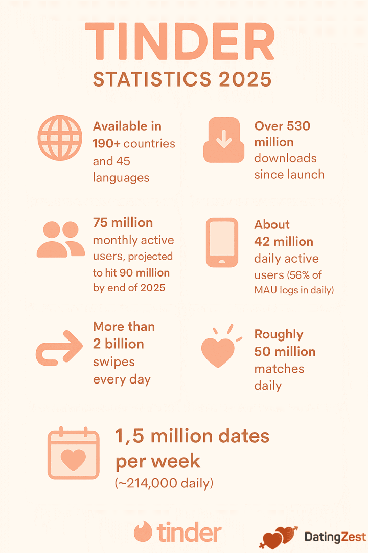 Tinder Statistics 2025: Users, Gender Ratio, Success Rates & Most ...
