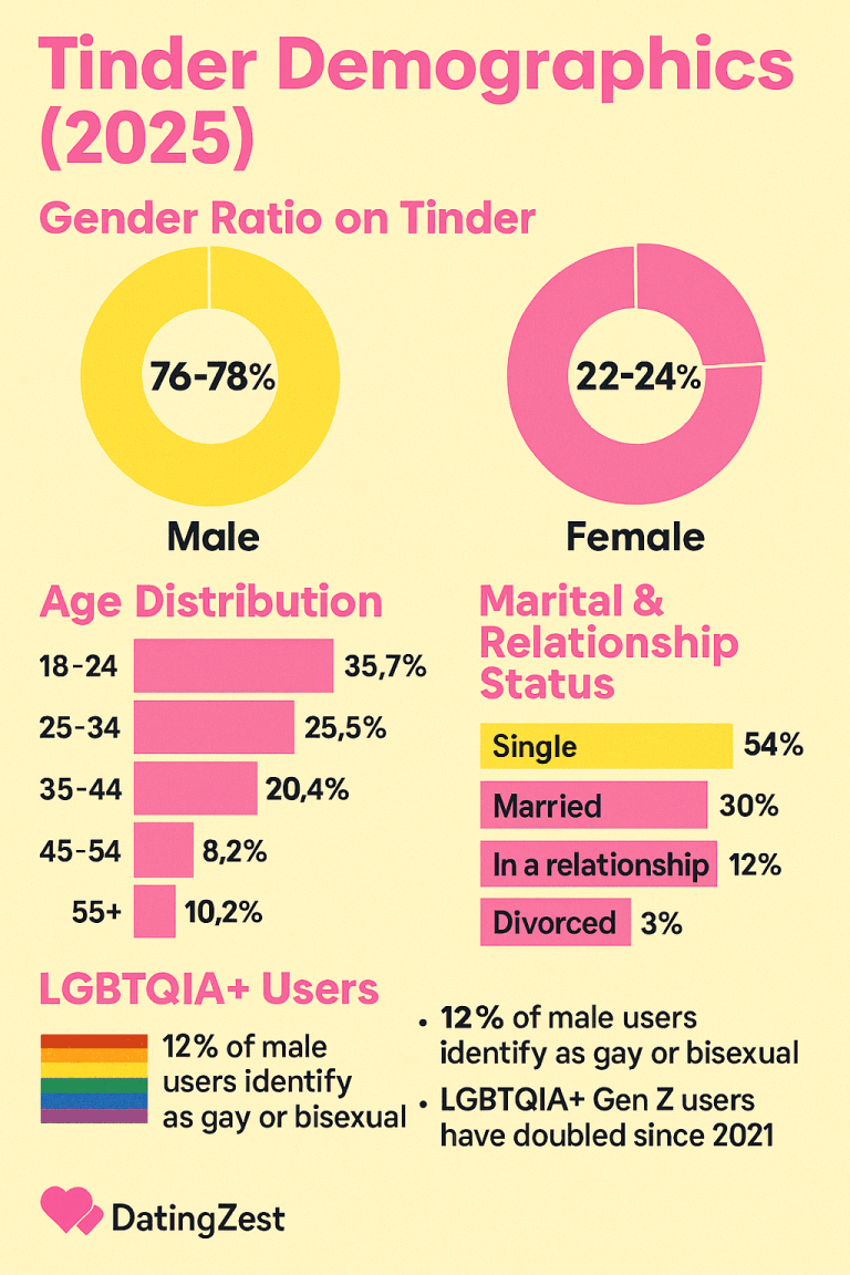 Tinder Statistics 2025: Users, Gender Ratio, Success Rates & More